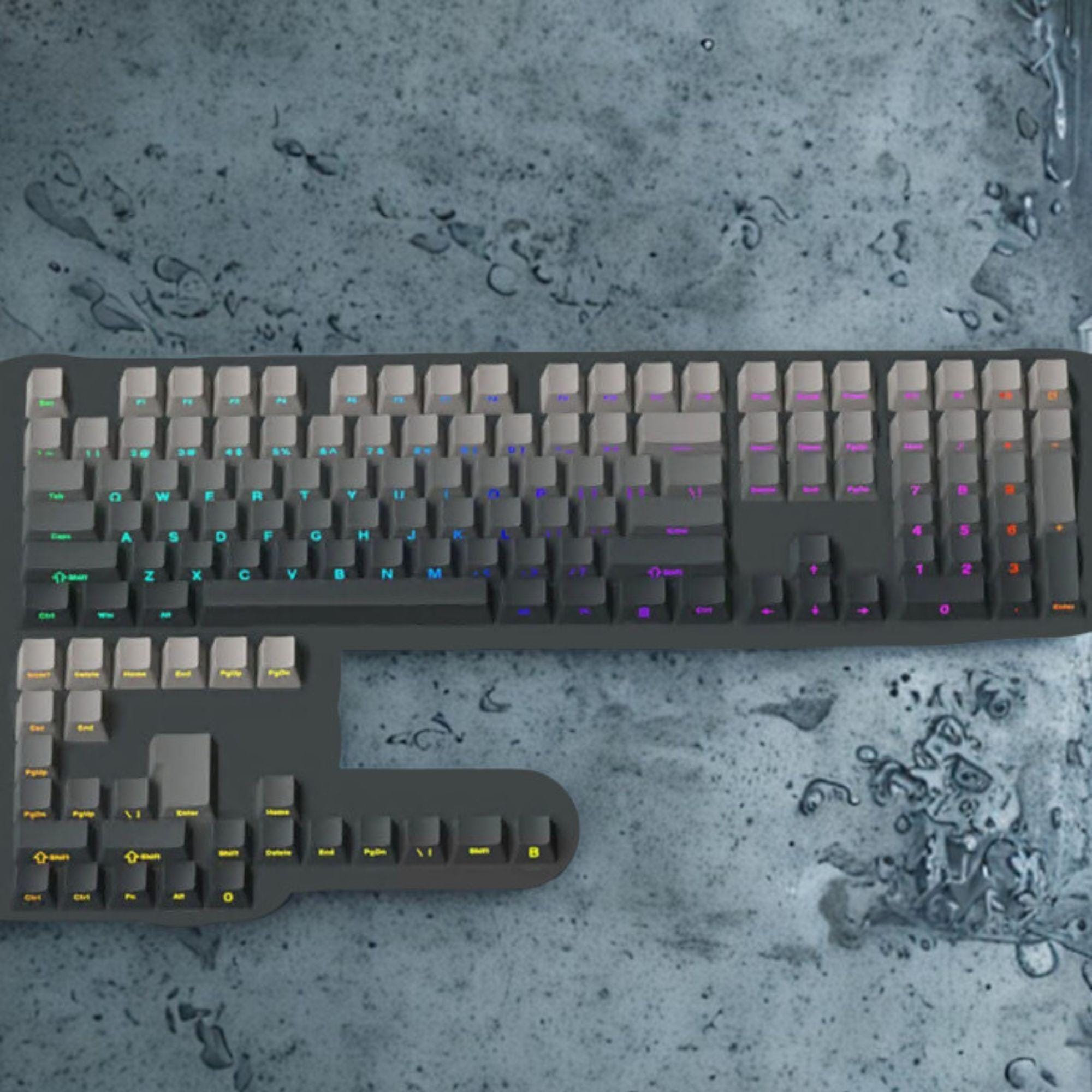 Cyan Backlit Keycap Set: RGB Shine Through OEM Profile PBT Double-shot ...