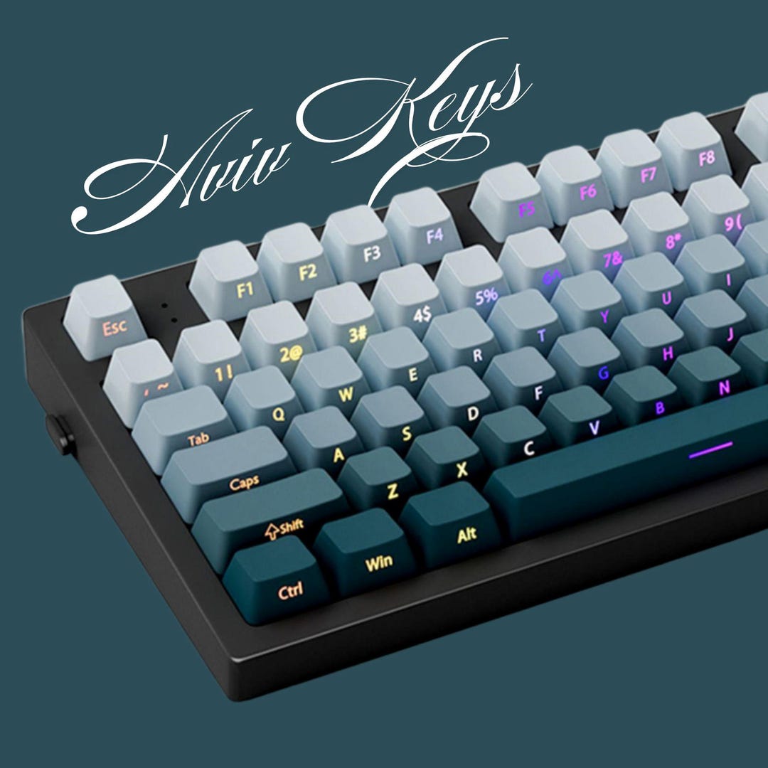 Backlit Side Print Gradient Green Keycap Set: 135-key PBT Double-shot ...
