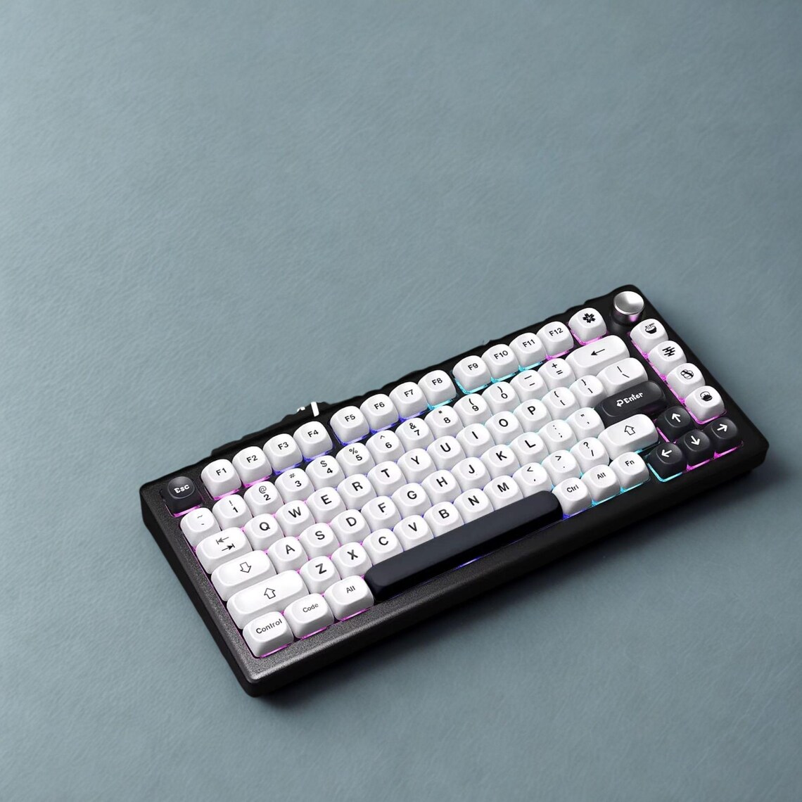 142 Key White and Black Keycaps Set MOA Profile PBT Dye Sub Compatible ...
