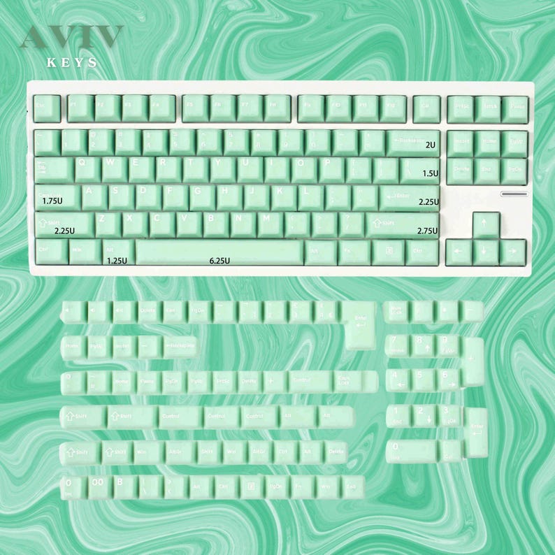 Green Translucent Keycaps 162-key Cherry Profile, Double-shot PBT ...