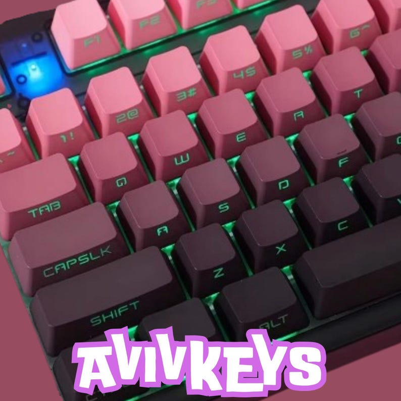 Red Pink & Black PBT Double-shot Keycaps Set OEM Profile Shine Through ...