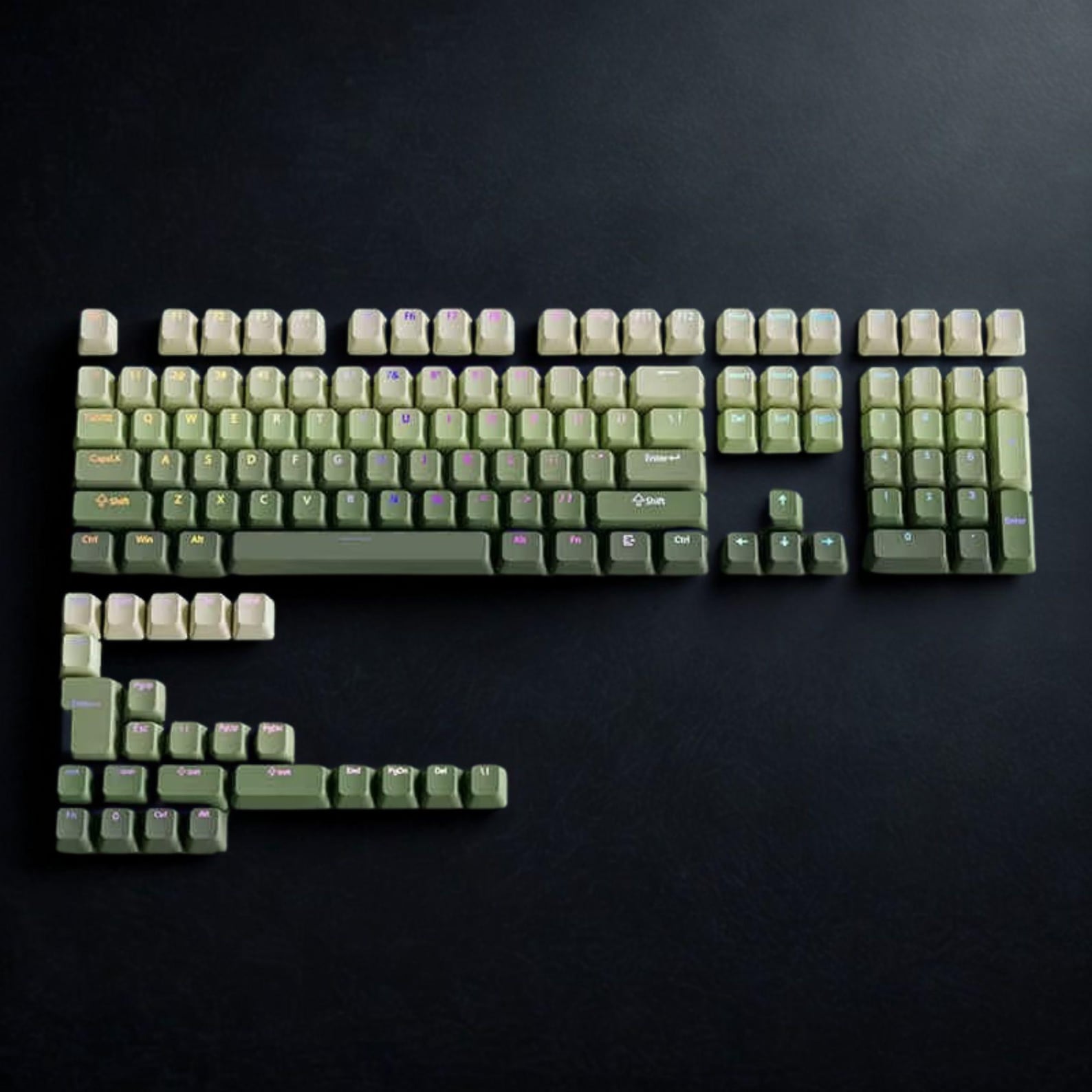 Green Gradient Keycaps Set: RGB Shine Through Double Shot Cherry ...