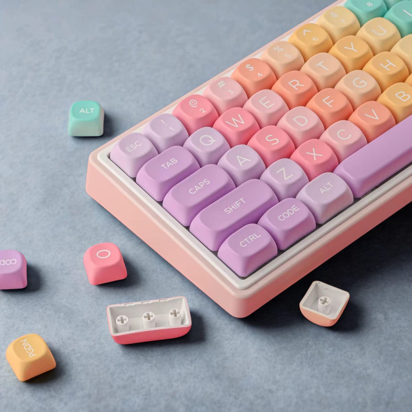 Pastel Gradient PBT Keycap Set – 126 Keys Cherry Profile Colorful ...