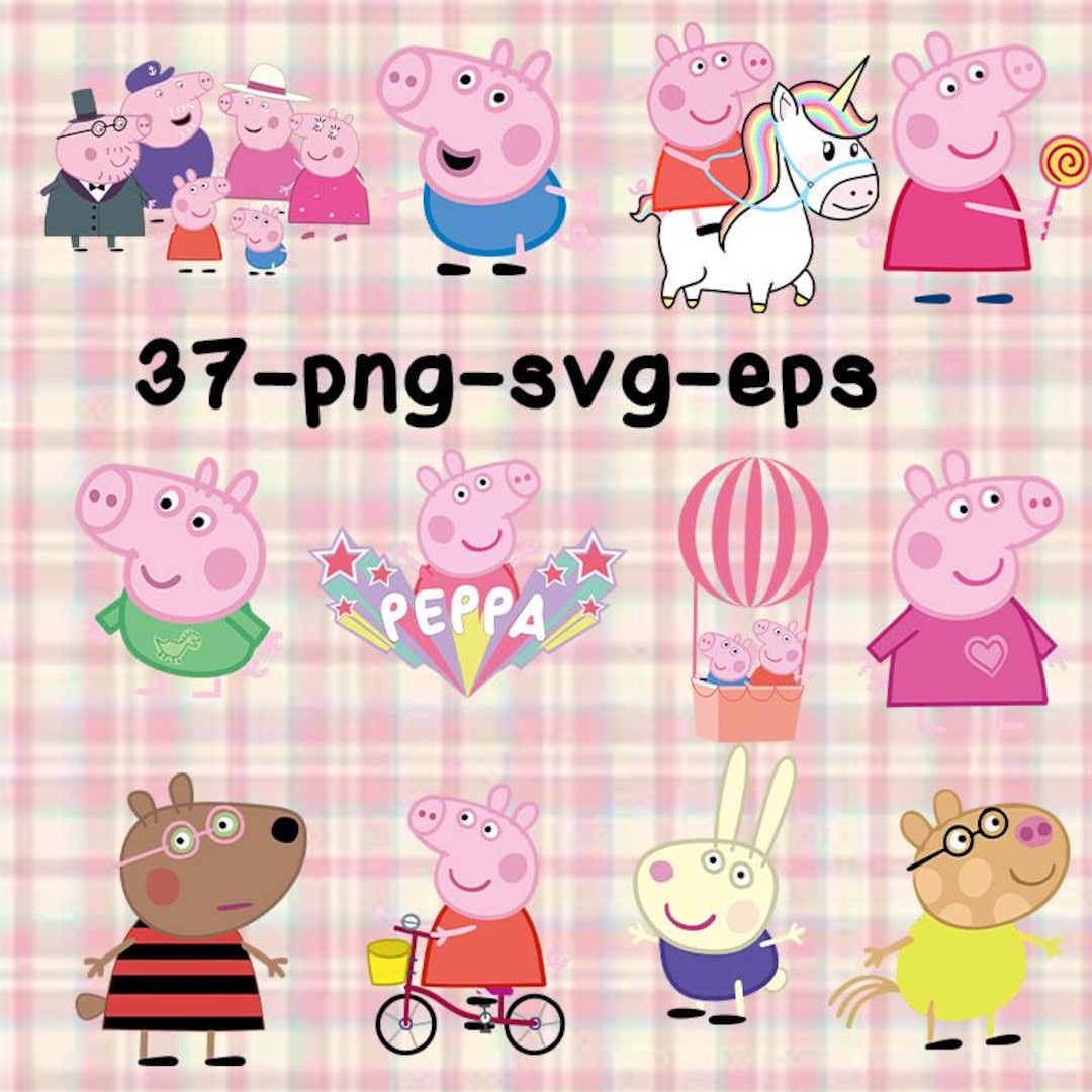 Peppa Pig Illustrations PNG Fun Transparent Elements for Greeting Cards ...