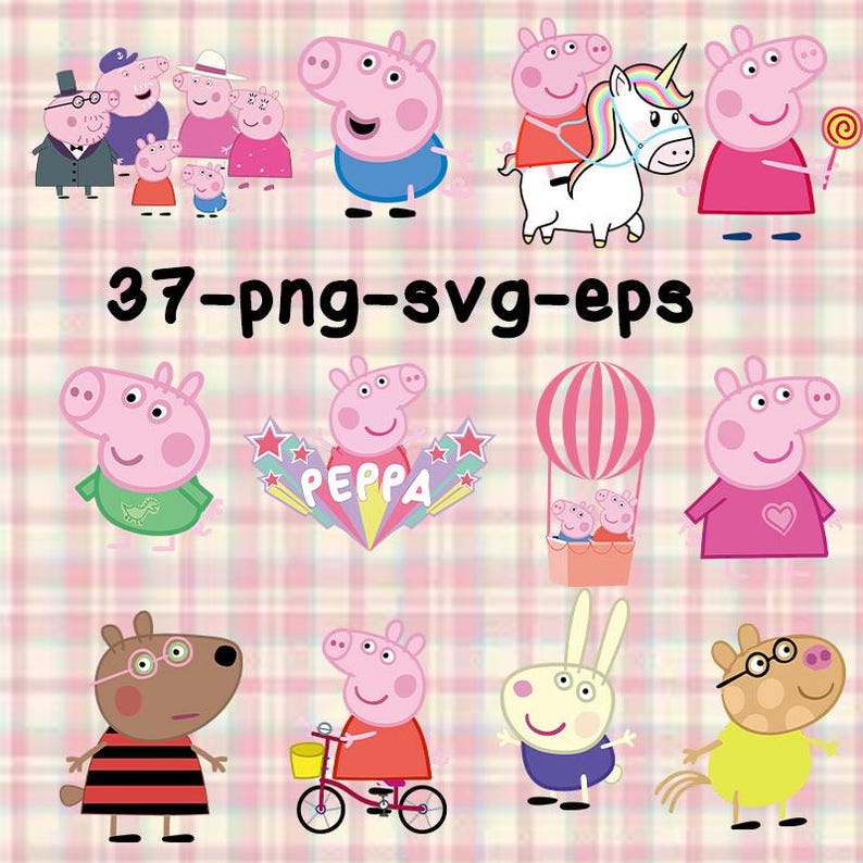 Peppa Pig Illustrations PNG Fun Transparent Elements for Greeting Cards ...