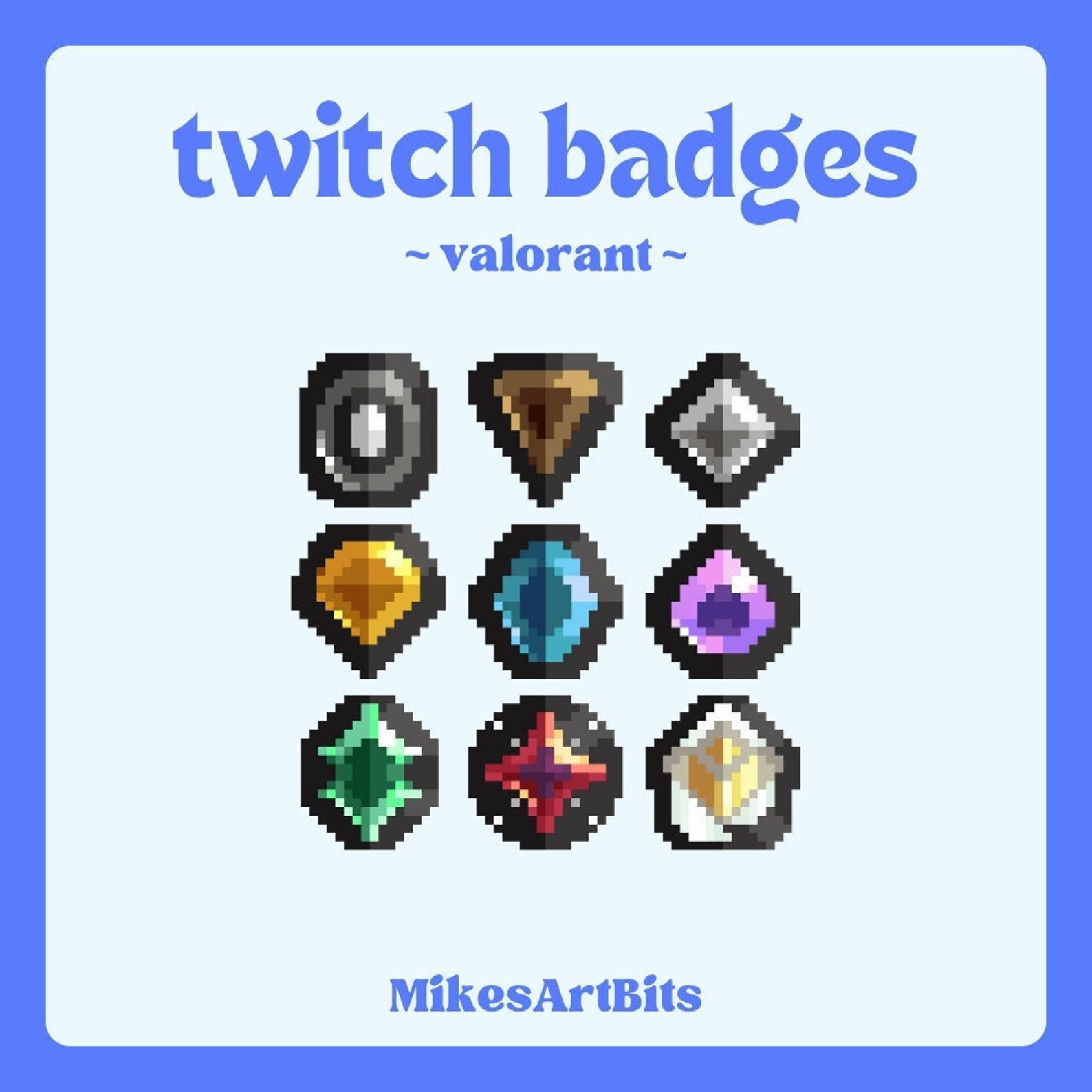 Valorant Rank Badges Pixel Art Twitch Badges - Etsy
