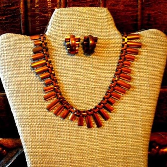1960 vintage , mod style, copper jewelry set: chok… - Gem