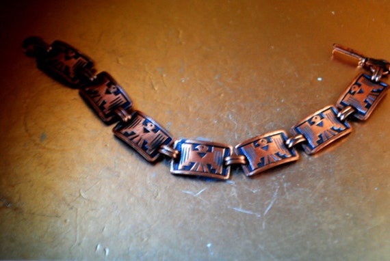 1970 vintage, Native American , copper, unisex bra… - Gem