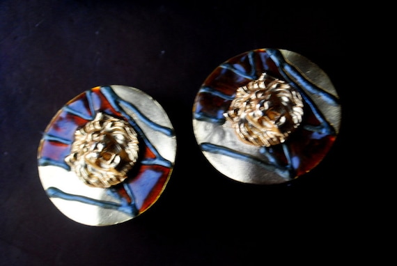 Dramatic vintage 80s, gold tone , hammered metal, lar… - Gem