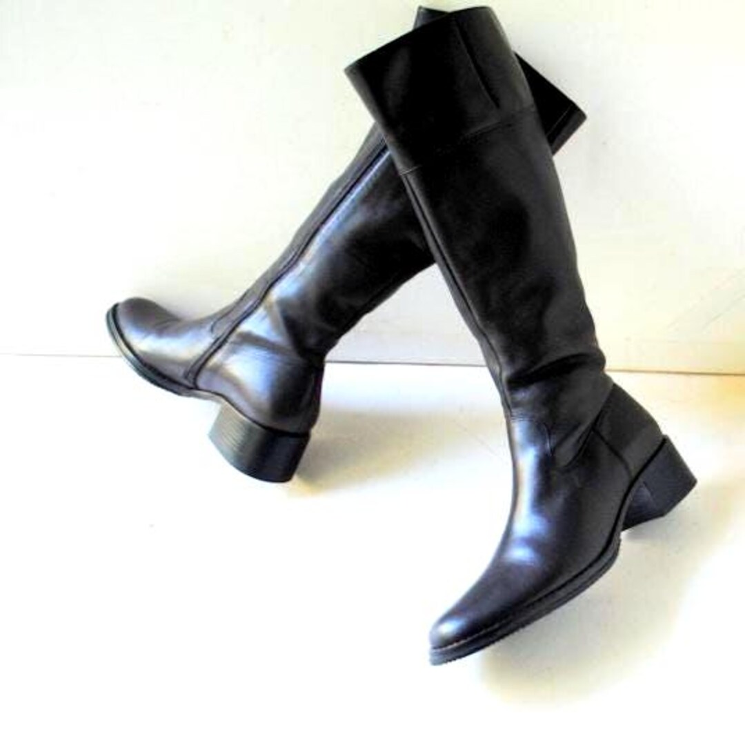 1990 Vintage , Dark Chocolate Brown Genuine Leather Knee Tall, Riding ...