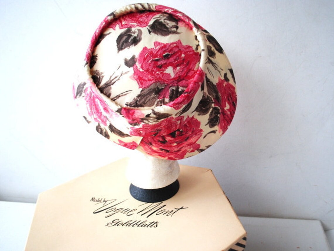 Mod Vintage 1960 Bonnet Shape Tall Crown Silk Hat With a - Etsy
