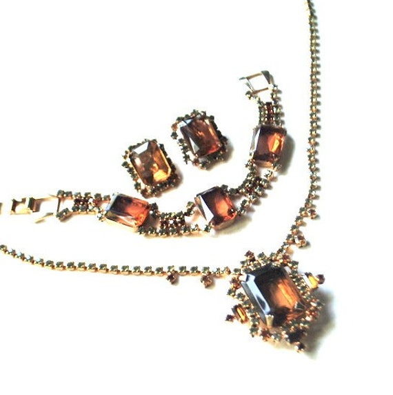1950 vintage , art deco style jewelry set: necklace… - Gem