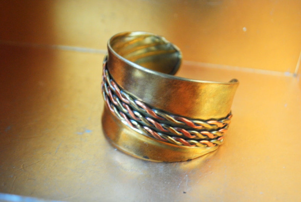 Brutalist Vintage 70s Bold Gold Tone Metal Asymmetric Cuff - Etsy