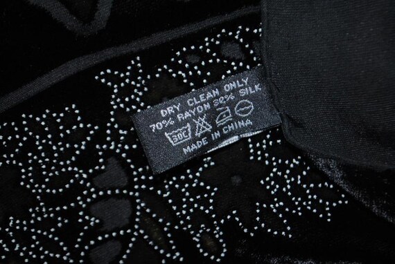 1990 vintage black velvet, luxurious , long scarf/ … - Gem