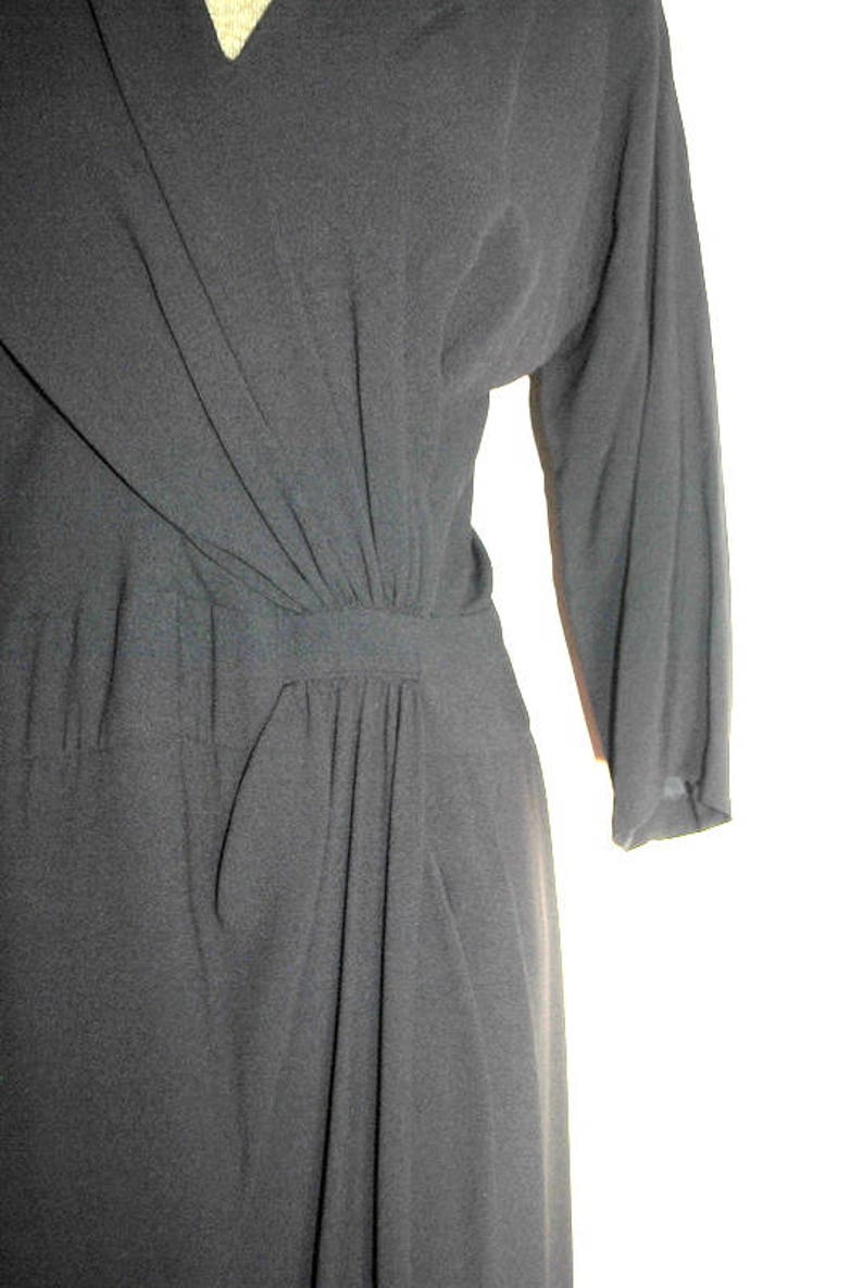 Glamour vintage 40s black crepe flapper style cocktail | Etsy