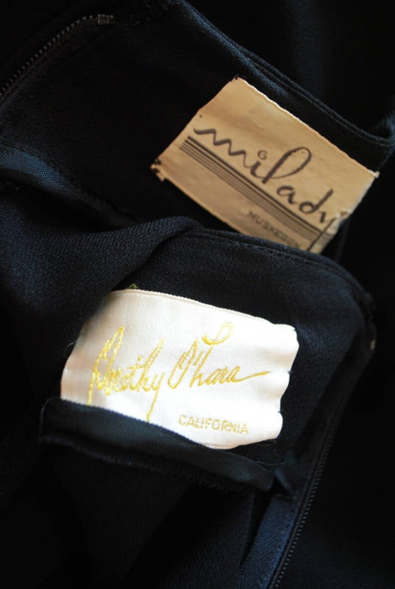 Glamour vintage 40s black crepe flapper style cocktail | Etsy