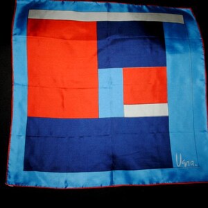 1960 Vintage , Mod Style Silk Scarf With Multicolor Blocks Print, Made ...