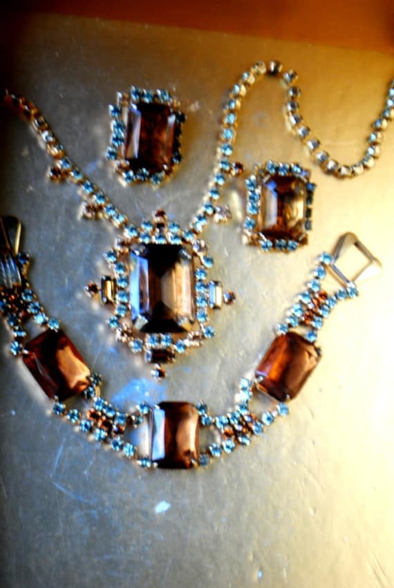 1950 vintage , art deco style jewelry set: necklace… - Gem