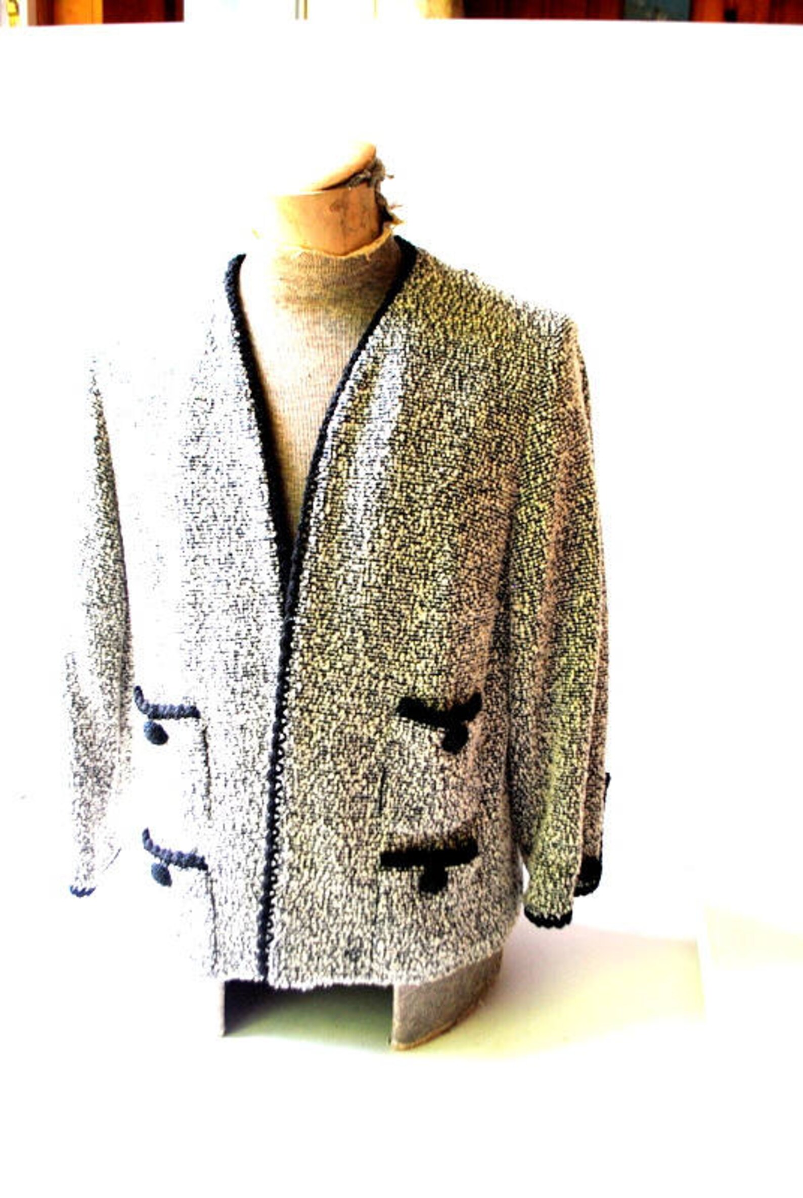 Jackie O Vintage 60s Gray Boucle Jacket With a Black Cord - Etsy
