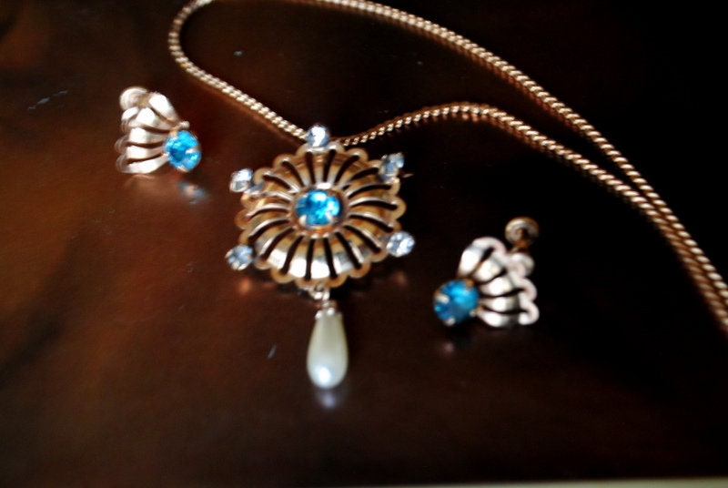 Art deco vintage 1940 1/20 12 K GF jewelry set: necklace | Etsy