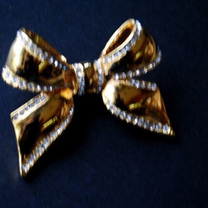 Statement Vintage 80s, Gold Tone Metal, 3 D Bow ,enhancer, Clip ...
