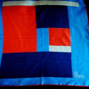 1960 Vintage , Mod Style Silk Scarf With Multicolor Blocks Print, Made ...