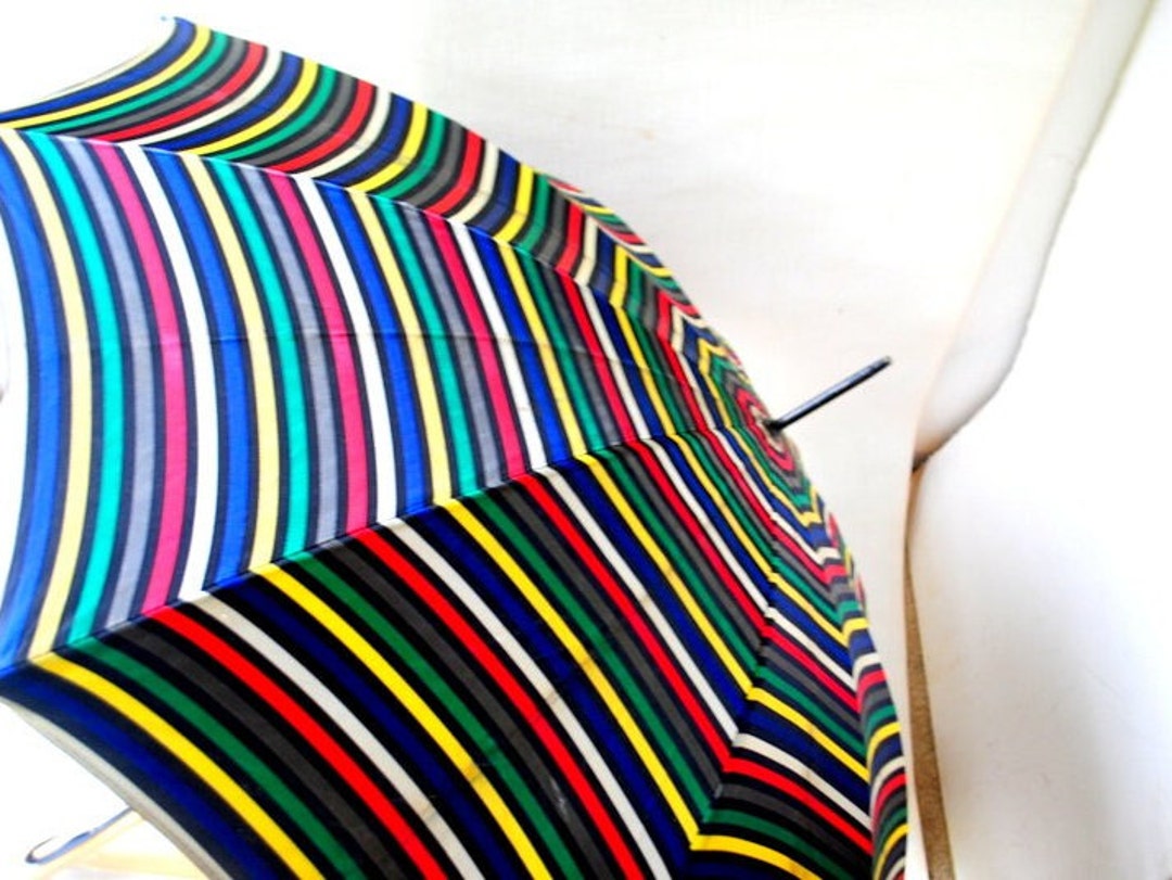 1960 Vintage , Mod Style, Nylon Umbrella , Parasol With Multicolor ...