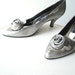 Wedding Vintage 80s Silver, Textured Metallic Leather Pumps With a ...