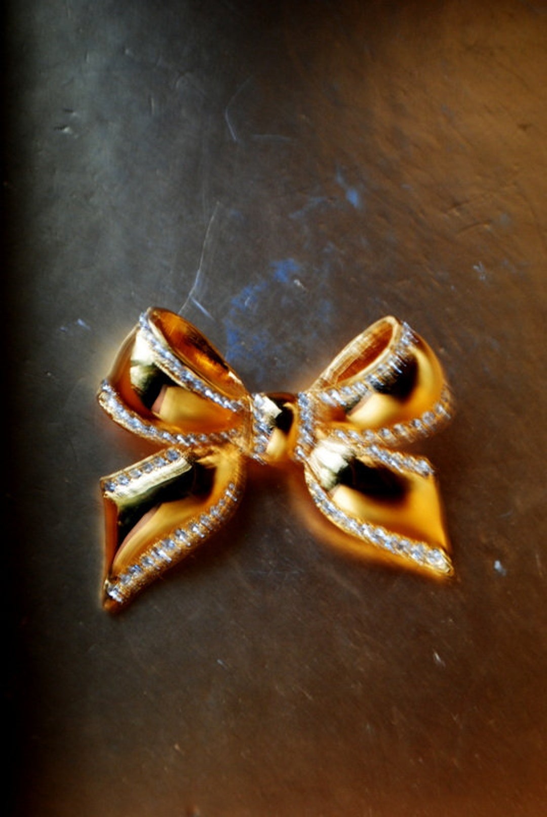 Statement Vintage 80s, Gold Tone Metal, 3 D Bow ,enhancer, Clip ...