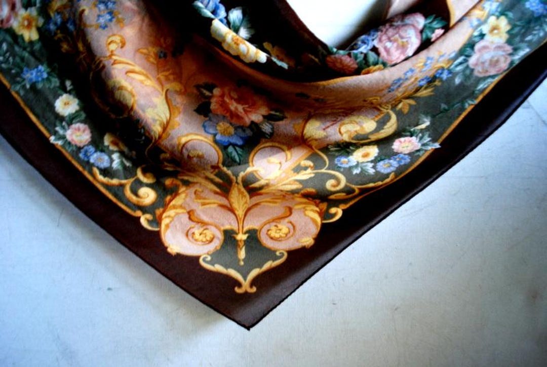 1990 Vintage, Light Silk, Luxurious Scarf With Pastel Multicolor ...