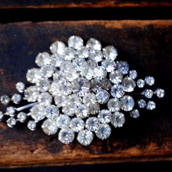 1950 vintage, classy, art deco style , clear rhine… - Gem