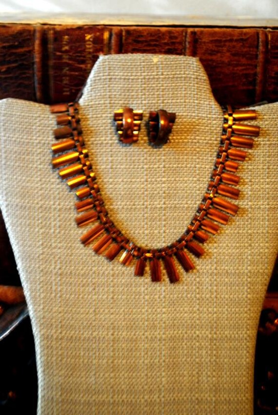 1960 vintage , mod style, copper jewelry set: chok… - Gem