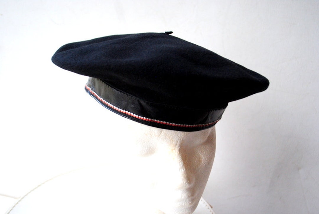 1980 Vintage Black Fine Wool, Luxurious Basque , French Beret. Made by ...