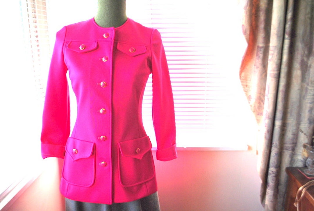 Mod Vintage 60s, Rasberry Pink 100% Trevira Star Polyester Fiber Jacket ...