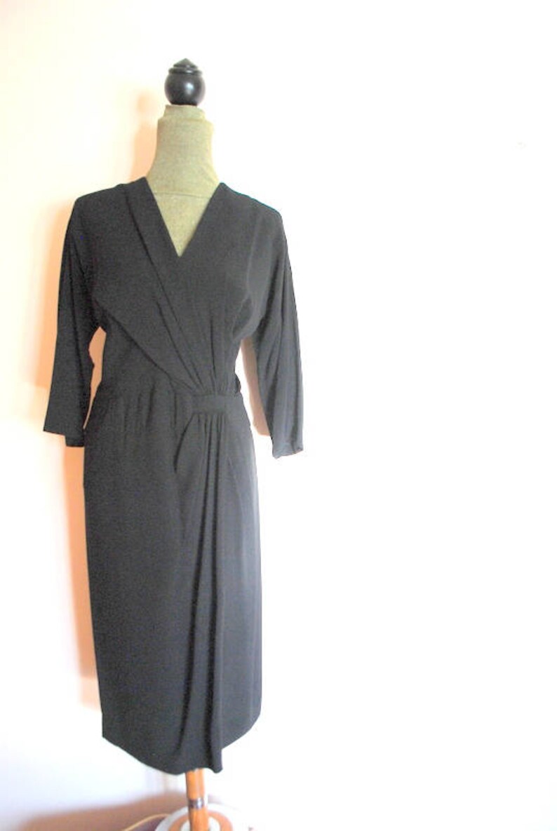 Glamour vintage 40s black crepe flapper style cocktail | Etsy