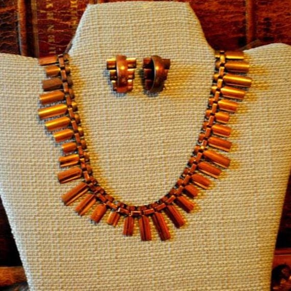 1960 vintage , mod style, copper jewelry set: chok… - Gem