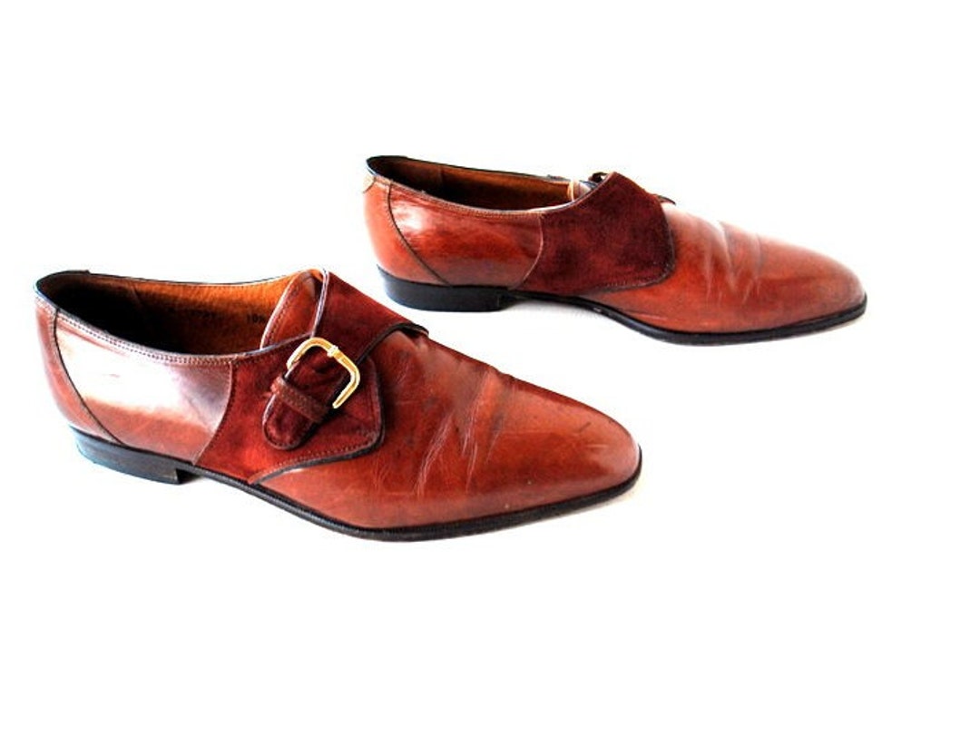 1990 Vintage , Rust Brown Genuine Leather, Luxurious, , Monk Strap ...