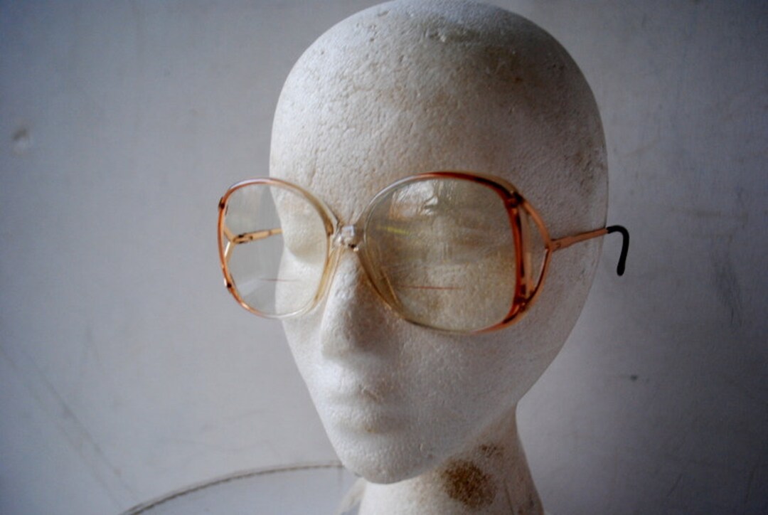 1970 Vintage Iconic Style , Oversize Eye Glasses , Pastel Peach Lucite ...