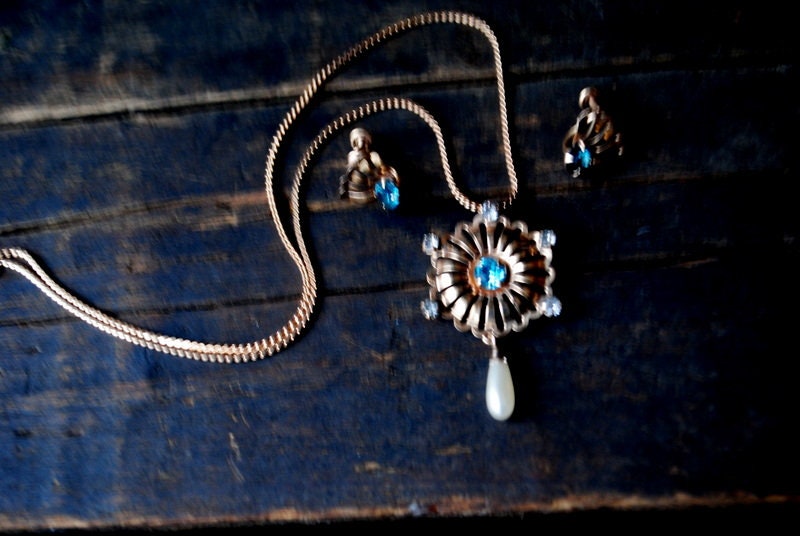 Art deco vintage 1940 1/20 12 K GF jewelry set: necklace | Etsy