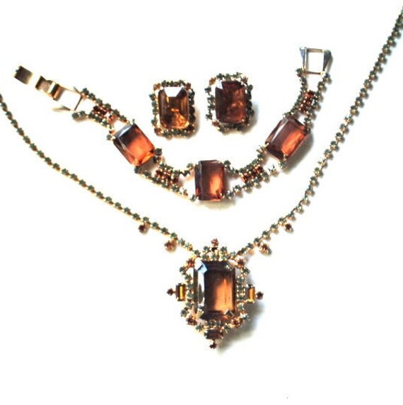 1950 vintage , art deco style jewelry set: necklace… - Gem