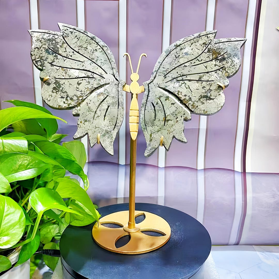 10" Pyrite Crystal Butterfly Wing,big Crystal Wings Carving,crystal ...