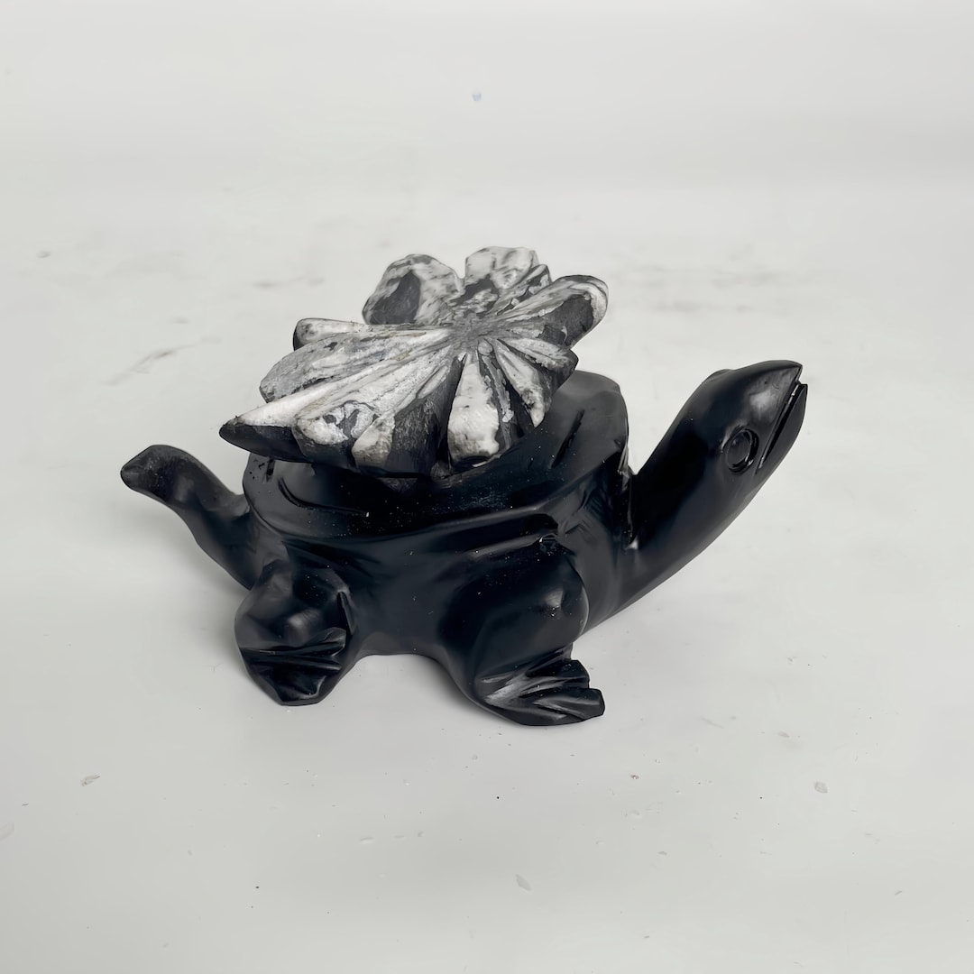 Hand-carved Chrysanthemum Stone Turtle, Crystal Specimen, Raw ...