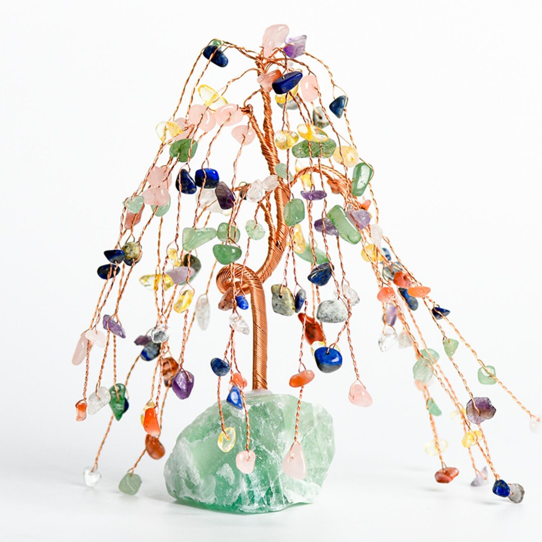 Crystal Willow Tree – Gemstone Bonsai, Fluorite Base, Feng Shui Decor ...