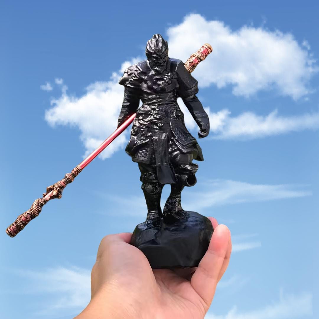 Black Myth:wukong,7 Black Obsidian Wukong Figure,,hand Carve,black Myth ...