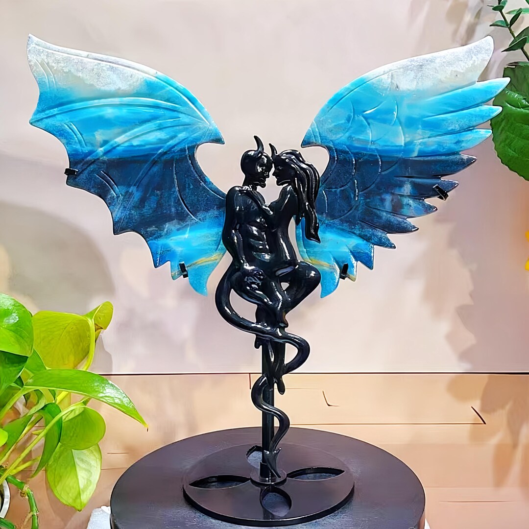 Trolleite Crystal Wings, Angel & Demon Statue, Home Decor, 10" - Etsy