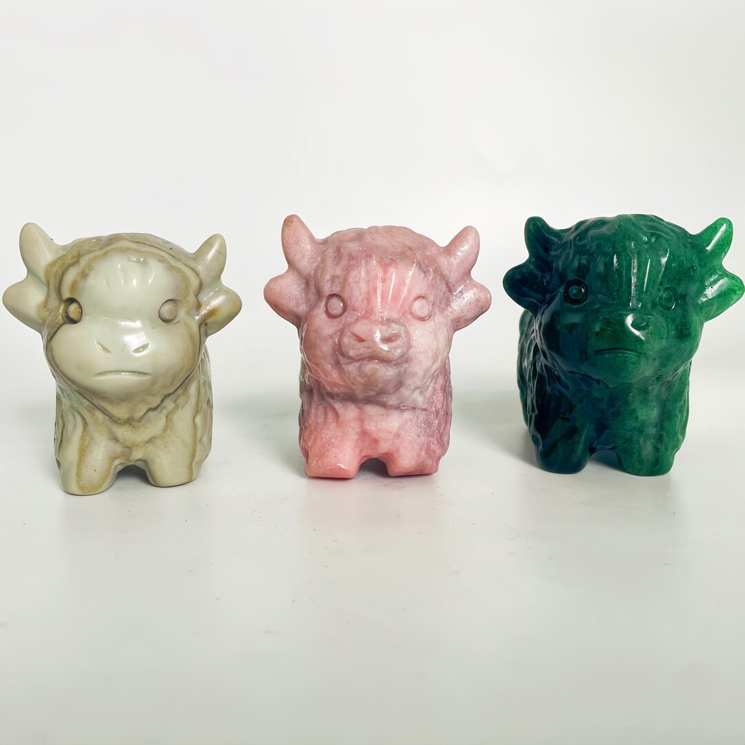 Crystal Highland Cow Carving: Hand Carved Natural Stone Figure - Etsy