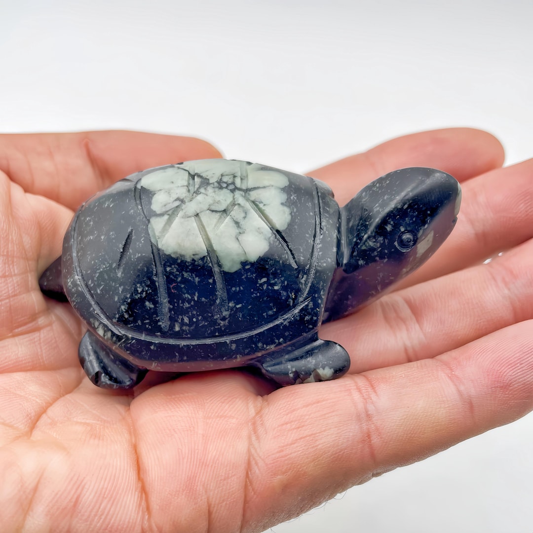 3.2" Peony Stone Carved Turtle Carving,hand Carved Crystal Tortoise ...