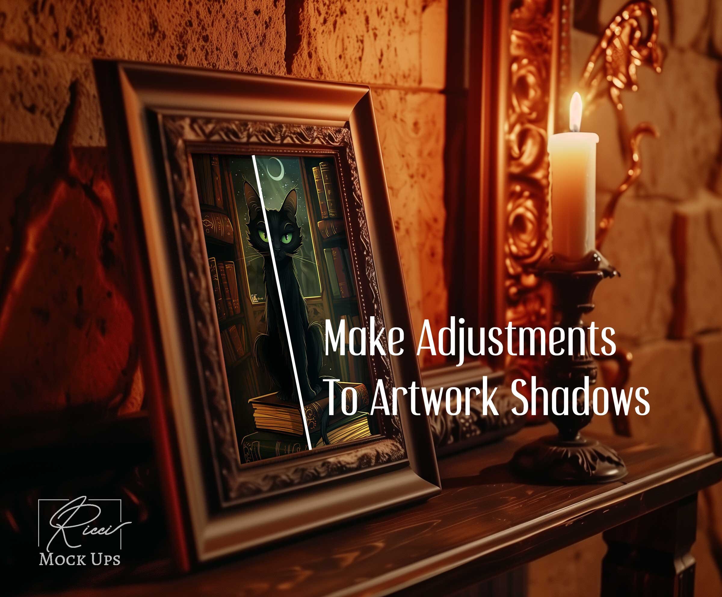 Ornate Frame on Goth Mantle Mock up Template Vertical Wood Frame Wall ...
