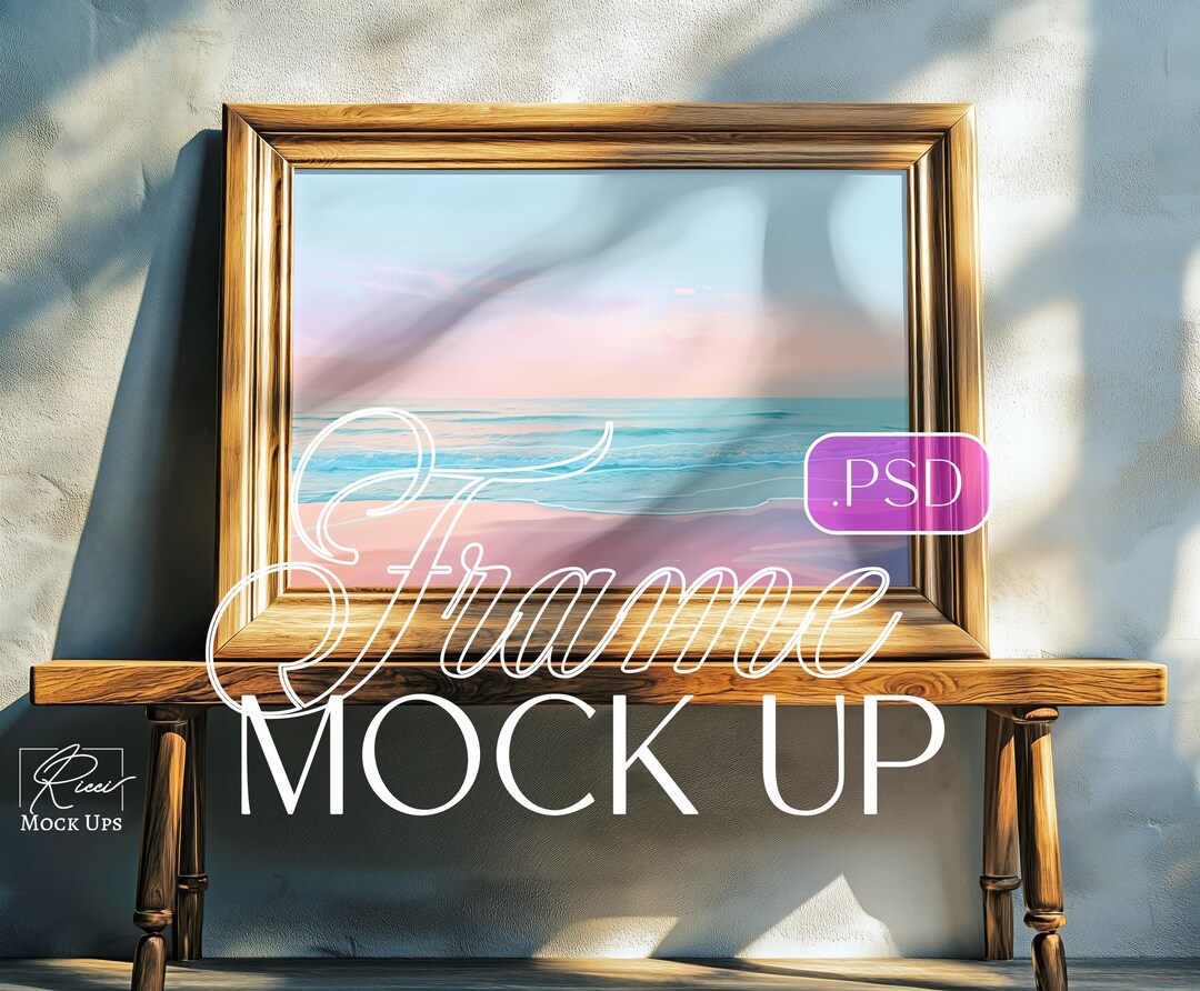 Vintage Wood Frame PSD Mock up Template for Horizontal Wall Art Poster ...