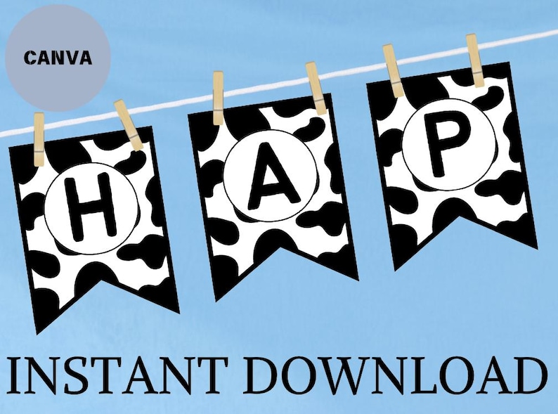 Cow Birthday Banner: Canva Template (digital Download) - Etsy